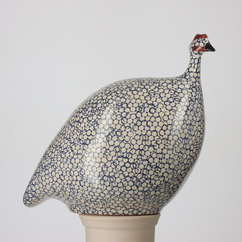Guinea Fowl White Spotted Cobalt (Large) – Brass Monkey Home